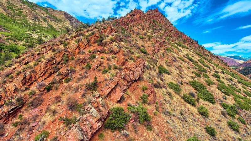 Mountains Up Close with Large Red Rocks at Angle Stock Image - Image of ...