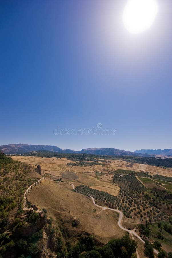 Mountains, Valley And A Blue Sky Stock Image - Image of ronda, upright ...