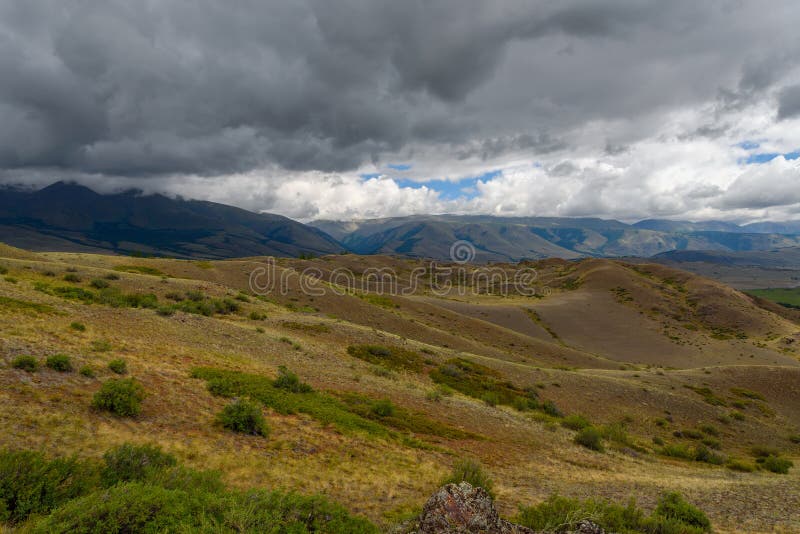 Mountains Valley Sky Clouds Top Stock Image - Image of rocks, grass ...