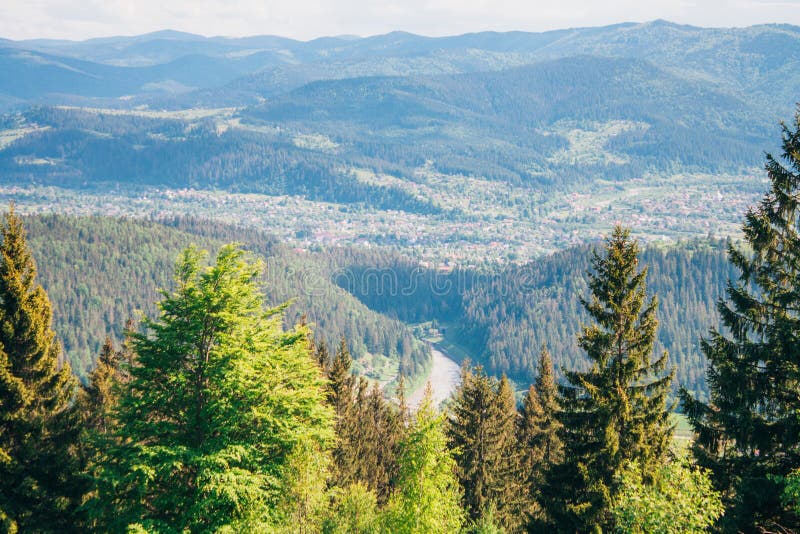 Mountains Valley From The Top View Stock Photo - Image of carpathian ...