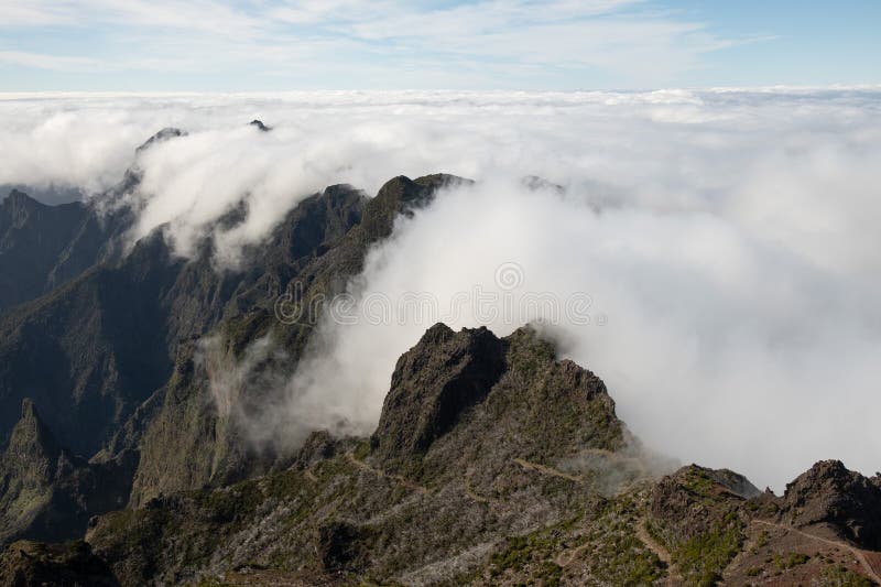 Mountains View Above Clouds, Madeira Stock Image - Image of panoram ...