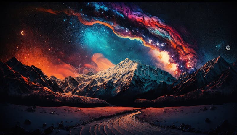 Fantasy View of Space City Concept Art Generative AI Stock Illustration ...