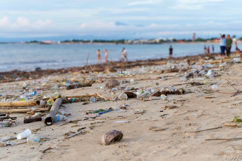 Mountains of Waste and Garbage on the Sandy Beach after the Tide ...