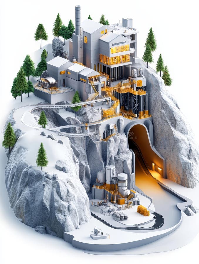 Mountaintop Industrial Complex Symbolizing Industry Nature Innovation ...