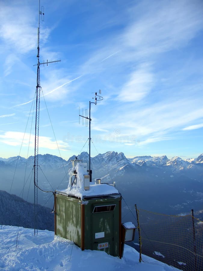 Weather Station Solar Panel Equipment Mountain Peak Canadian Rockies ...