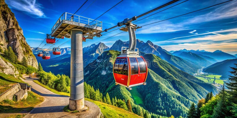 MountainView Cable Car Support Structure Stunning Photography Captures Robust Design and Scenic ...