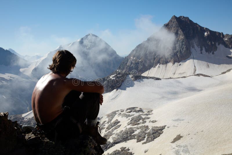 Excited Mountain Climber #1 Stock Image - Image of mountaineering, hike ...