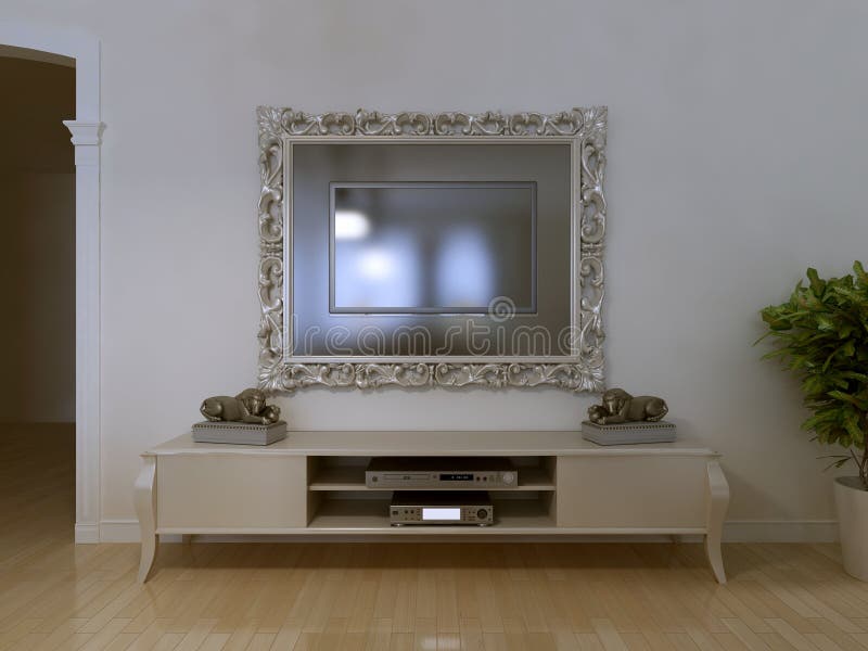 Mounted in beauty frame TV stock illustration. Illustration of deco ...