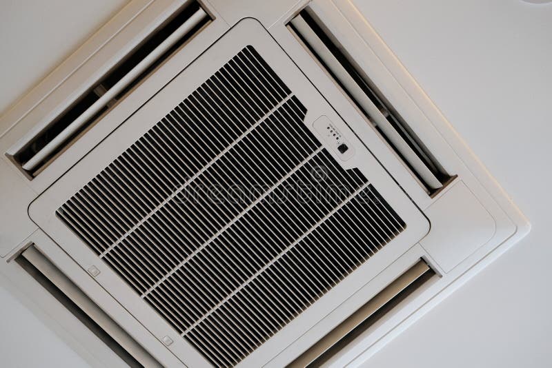 Mounted Cassette Air Conditioner on Ceiling. Ventilation System Stock ...