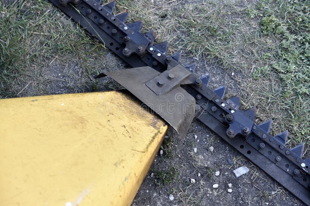 Mounted Grass Mower. Iron Segments of the Mower Stock Photo - Image of ...