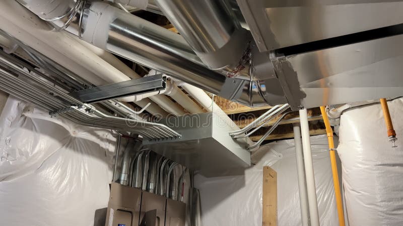 Mounted HVAC System Air Conditioner and Heating System in Home. Move ...