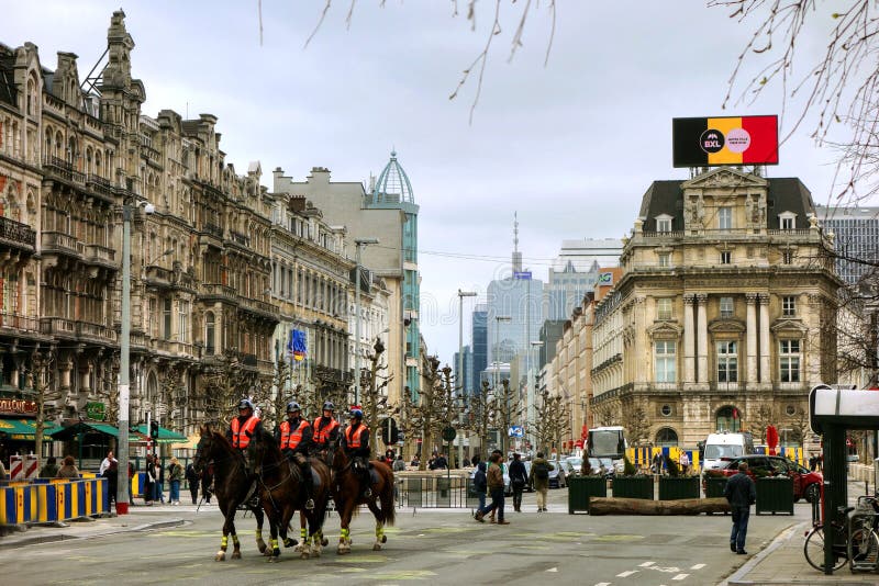 Mounted police in Brussels editorial image. Image of high - 69668245