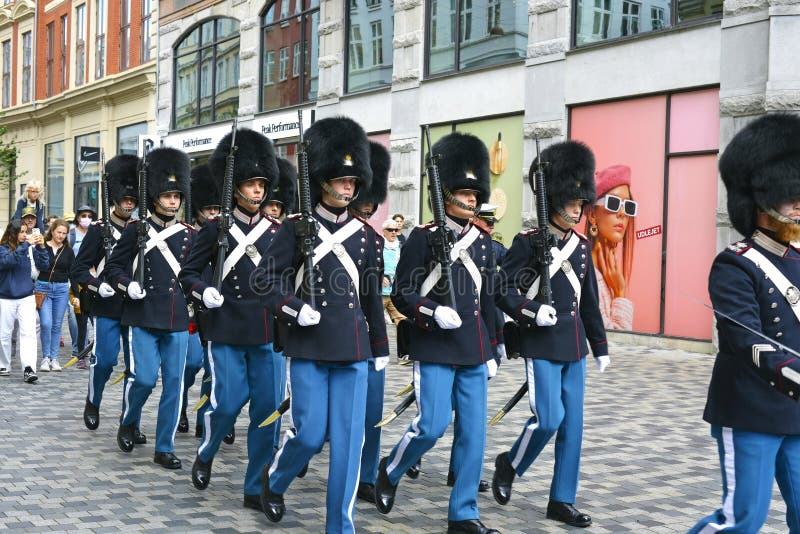 Danish Royal Guard at Amalienborg Palace in Copenhagen,Denmark ...