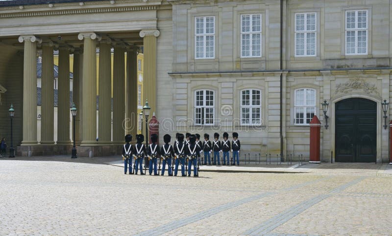 Danish Royal Guard at Amalienborg Palace in Copenhagen,Denmark ...