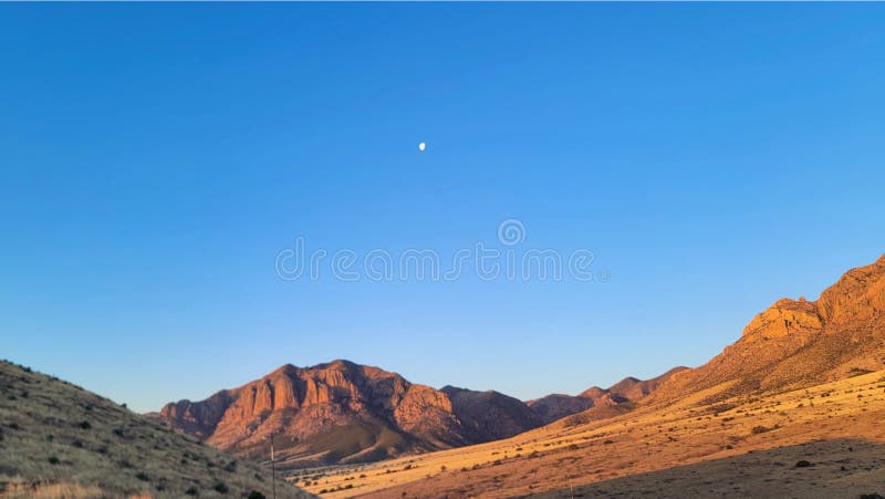 Mountian Peak with Moon Above Stock Image - Image of landscape, rock ...