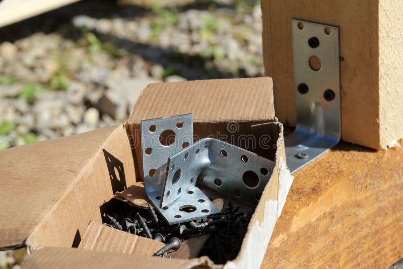 Mounting Angle Bracket for Fixing the Wooden Frame Stock Image - Image ...