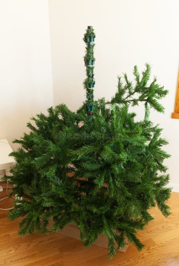 Mounting Artificial Christmas Tree Stock Photo - Image of wood ...