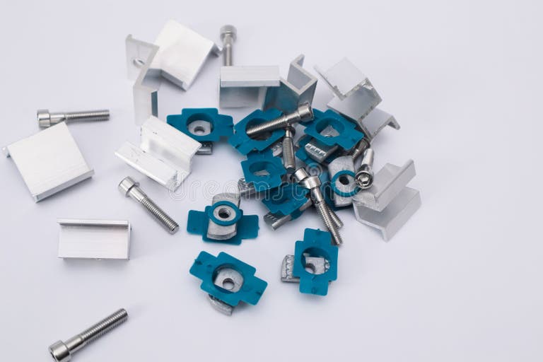 Mounting Clamp of Solar Panel. Solar Panel Mounting. Various Components ...