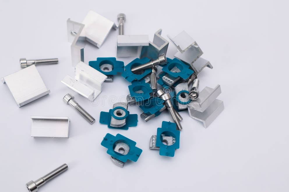 Mounting Clamp of Solar Panel. Solar Panel Mounting. Various Components ...