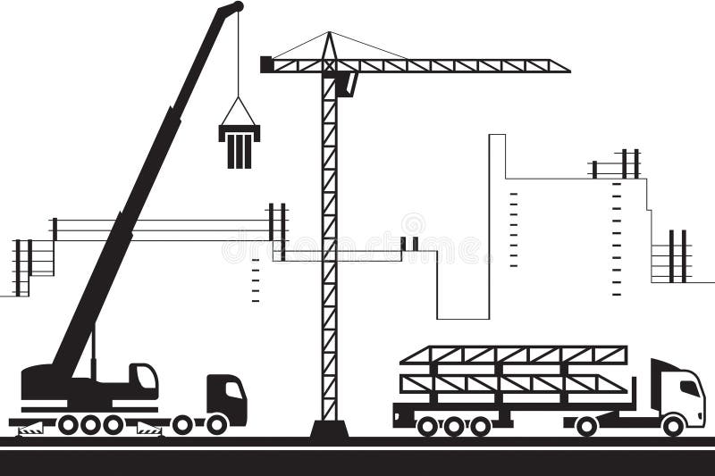 Mounting Crane on Construction Site Stock Vector - Illustration of ...