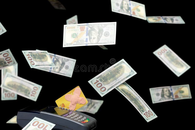 Flying Credit Cards on a Black Background Stock Photo - Image of ...