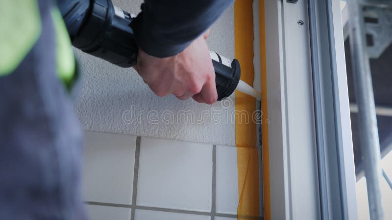 Mounting Foam. Polyurethane Foam. Installing Window Frame Using ...