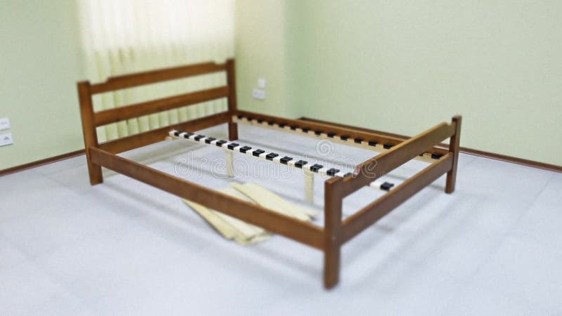 Mounting of the Frame of an Orthopedic Double Wooden Bed, Tilt-Shift ...
