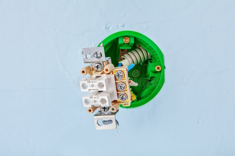 Mounting of Two-button Light Switch Stock Image - Image of fasten, caps ...