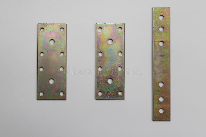Mounting Plates Galvanized Metal for Joining Wooden Structures on White ...