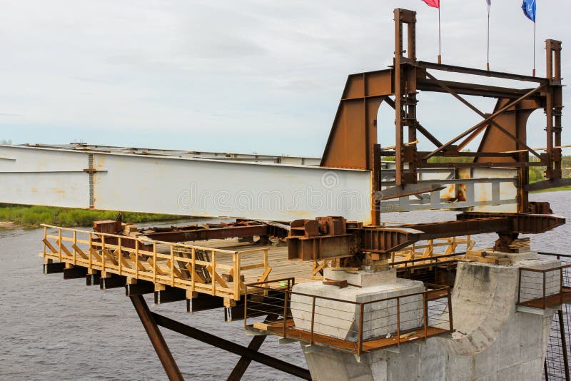 Mounting Platform on the Bridge Support Stock Image - Image of ...