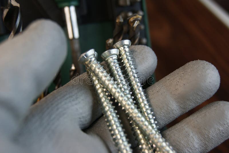 Mounting Screws in the Builder S Hand. Assembly and Construction. Stock ...