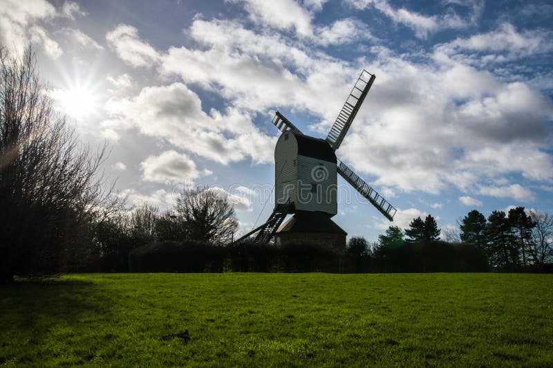 Mountnessing Post Mill stock image. Image of blue, sails - 70699943