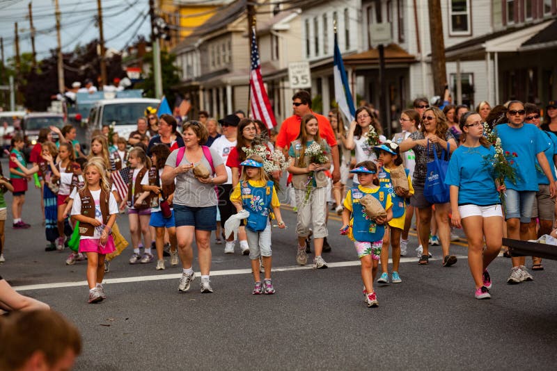 Girl Scouts In Memorial Day Parade Editorial Stock Image Image Of