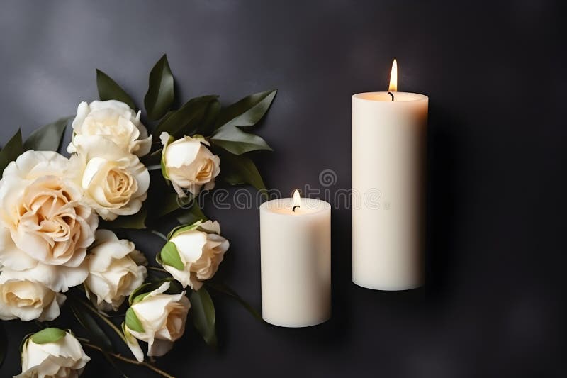 Mourning Candle , White Roses Stock Illustration - Illustration of ...