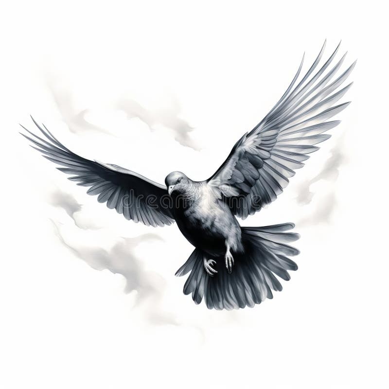 Mourning Dove in Flight on a White Background Image Stock Illustration ...