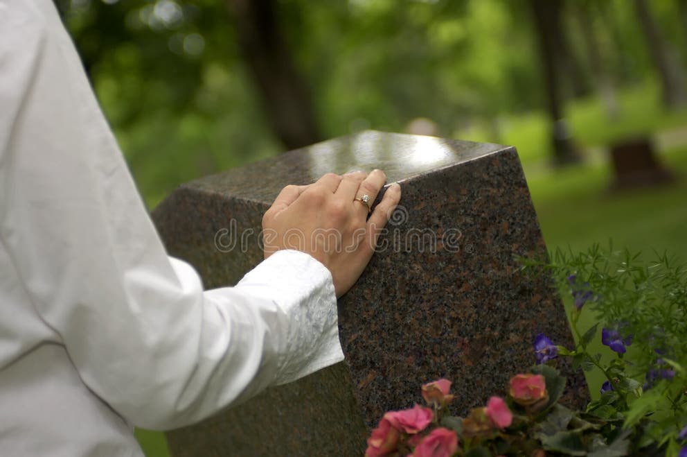 Mourning at grave 1 stock photo. Image of bury, peace, gravestone - 223514