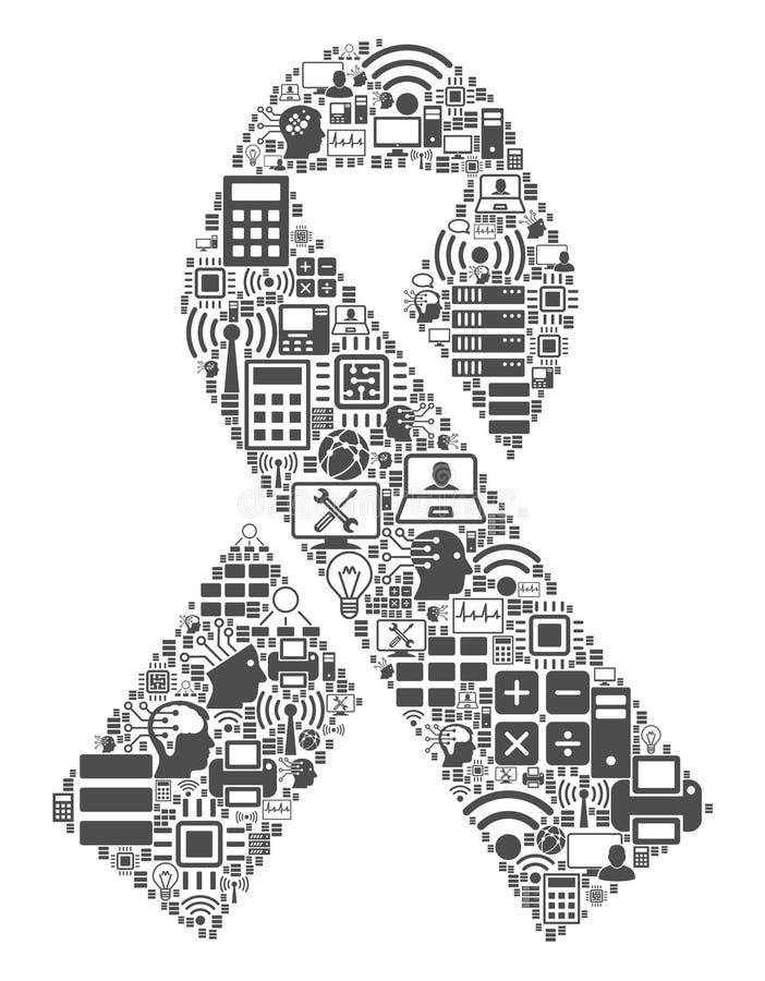 Mourning Ribbon Composition Icon For Bigdata And Computing Stock Vector