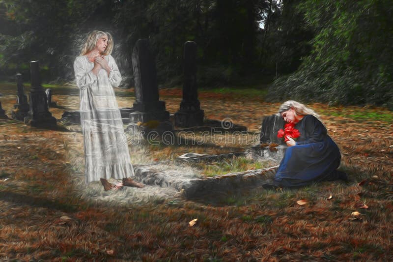 Mourning woman stock illustration. Illustration of graveyard - 273606488
