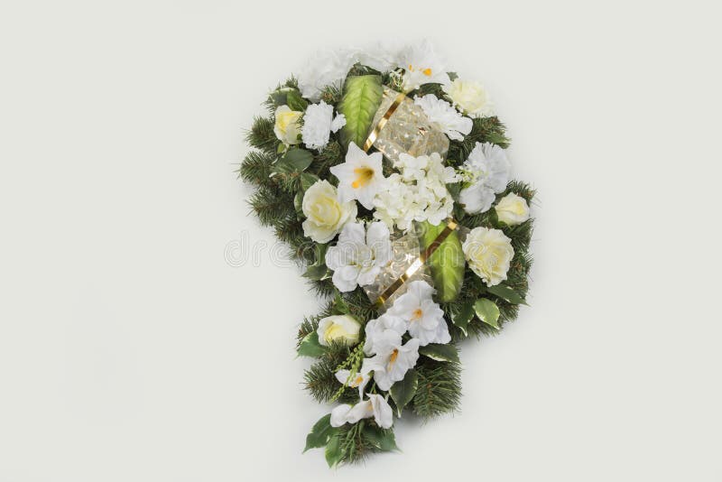 Mourning Wreath for Funeral on a White Stock Image - Image of classic ...