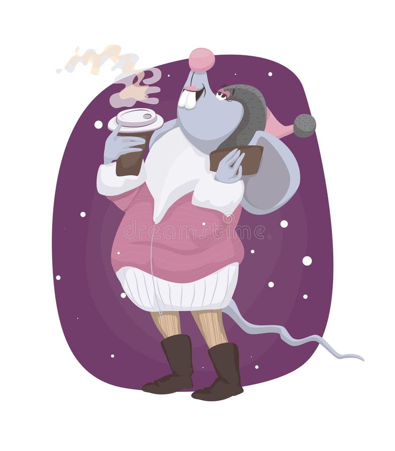 Mouse with coffee stock vector. Illustration of hand - 199638581