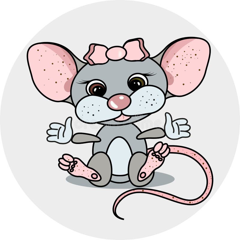 Cartoon cute mouse girl. stock vector. Illustration of flat - 220685556