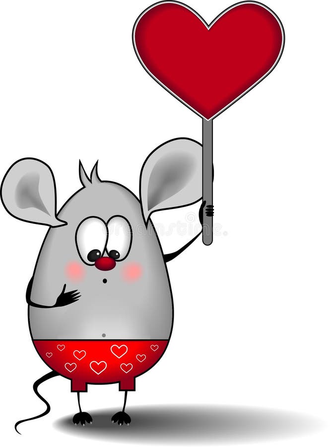 Cartoon Mouse with Heart stock illustration. Illustration of mice - 3821932