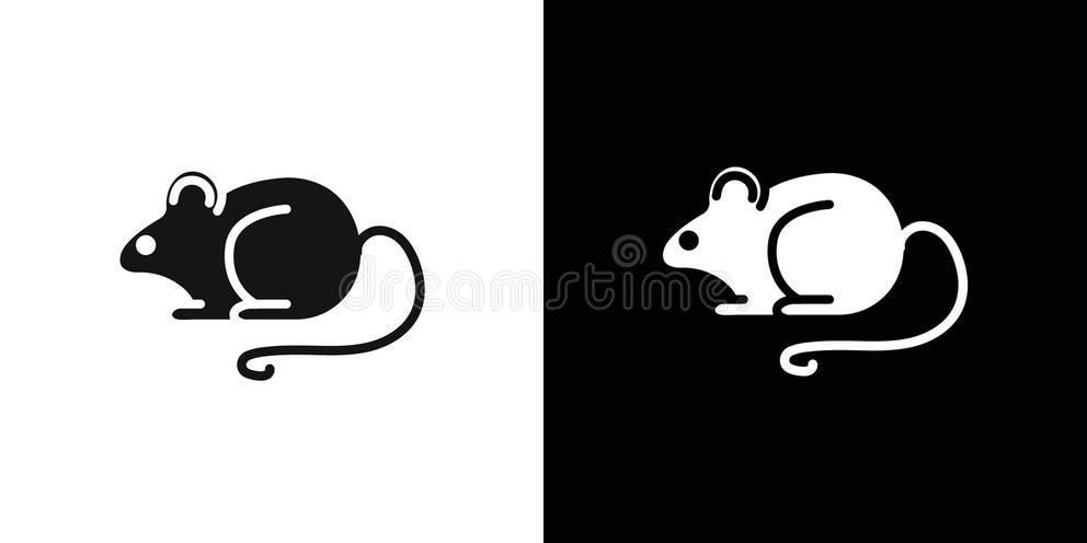 Mouse Animal Icon Flat Vector Set Outline Stock Vector - Illustration ...