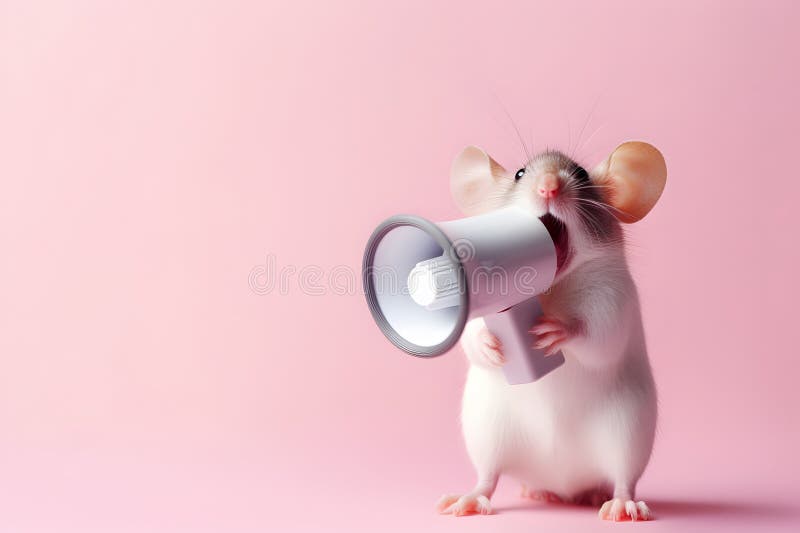 Mouse Announcing Using Hand Speaker. Notifying, Warning, Announcement ...