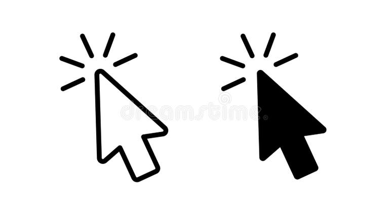 Mouse Arrow Click. Computer Mouse Pointer Icon. Black Cursor Isolated ...