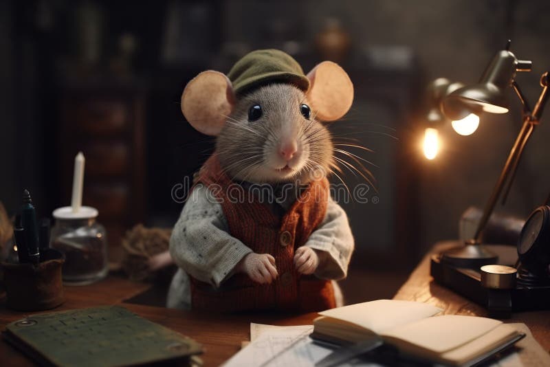 A Mouse As an Office Manager Stock Illustration - Illustration of ...
