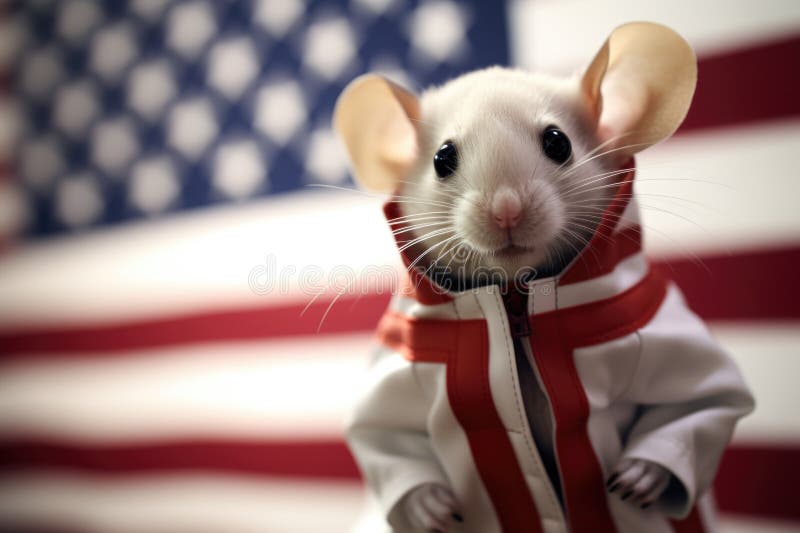 A Mouse in an Astronaut Suit Standing Next To a Tiny American Flag ...