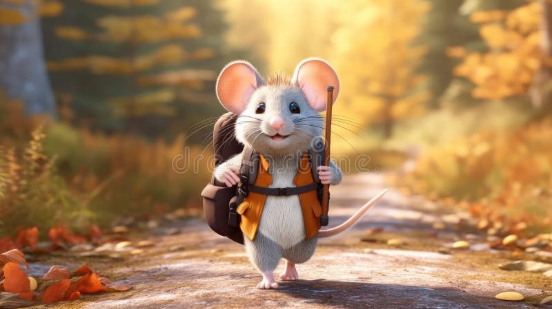 Mouse with a Backpack, Cute Pet on a Trip Stock Illustration ...