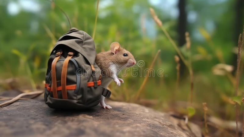 Mouse with a Backpack, Cute Pet on a Trip Stock Illustration ...