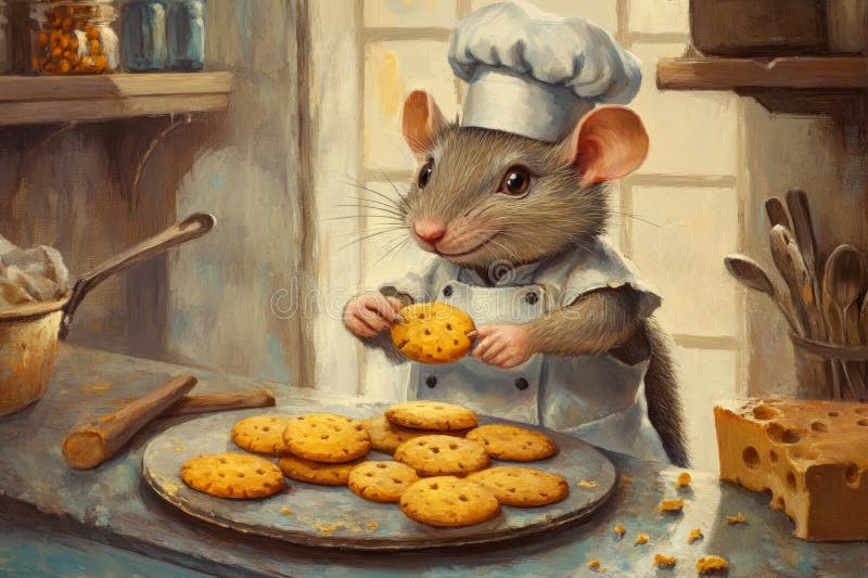 A Mouse Baker Creating Cookies in a Cozy Kitchen Setting Stock ...
